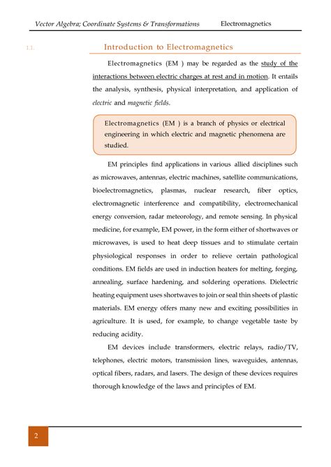 SOLUTION Vector Analysis Vector Algebra Coordinate Systems And Transformations Studypool