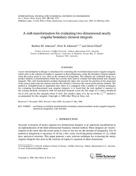 pdf a sinh transformation for evaluating two dimensional nearly