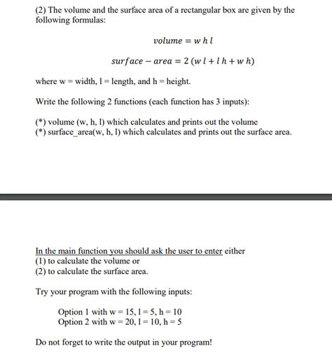 Solved The Volume And The Surface Area Of A Rectangular Chegg