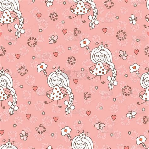 孩子无缝模式。有趣的卡通公主