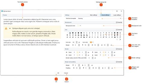 Text Block Visual Settings