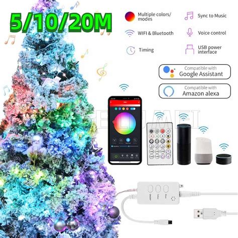 5 10 20m Rgb Smart String Light Diy Led Fairy Lights Programmable Usb Garland Decoration For