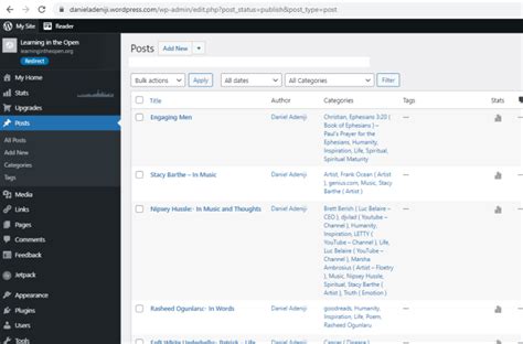 Wordpress Wordpress Admin Area Wp Admin Learning In The Open