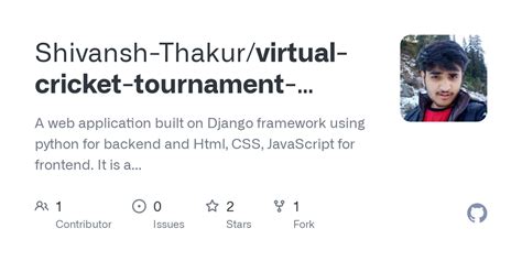 Github Shivansh Thakurvirtual Cricket Tournament Simulator A Web Application Built On Django