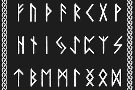 룬 문자 알파벳 또는 Futhark 원시 어두운 그림 검은색에 대한 스톡 벡터 아트 및 기타 이미지 검은색 고대의 고풍스런 Istock