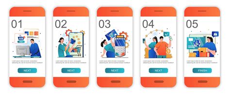 Online Payment Concept Onboarding Screens For Mobile App Templates