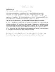 Variable Interest Entities Docx Variable Interest Entities General Electric The Reasons For