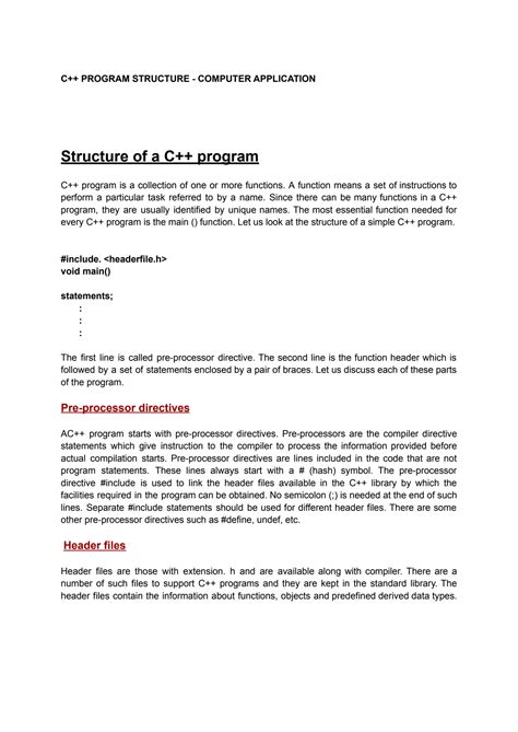 Solution C Program Structure Computer Application Detailed Notes Studypool