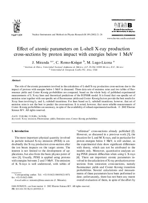 Pdf Effect Of Atomic Parameters On L Shell X Ray Production Cross