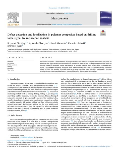 Pdf Defect Detection And Localization In Polymer Composites Based On Drilling Force Signal By