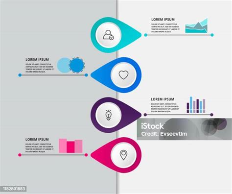 벡터 현대 인포 그래픽 평면 템플릿 핀 네 종이 라벨 다이어그램 그래프 프리젠 테이션 4 가지 옵션과 마크가있는 비즈니스 개념 콘텐츠에 대한 빈 공간 단계 단계 타임라인