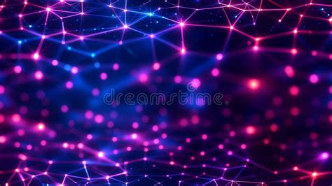 Abstract Holographic Polygon Grid With Glowing Edges And Prism Color