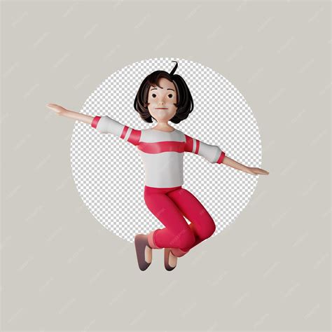 Premium Psd 3d Female Character Jump