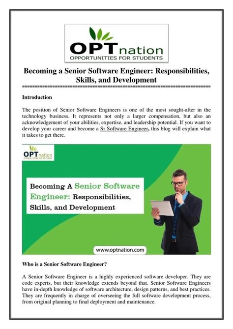 Ppt Becoming A Senior Software Engineer Responsibilities Skills