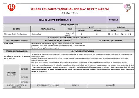Planificaci+ô N DE Unidad DID+ü Ctica 03 Matem+ü TICA EGB Superior ...