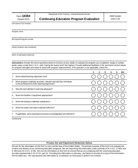 FREE Sample Program Evaluation Forms In PDF Excel Word