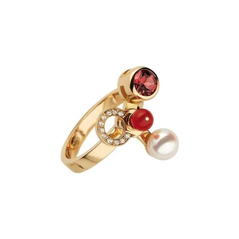 Nathalie Jean Diamond Ruby Tourmaline Pearl Gold Colorful Cocktail Ring For Sale At 1stdibs