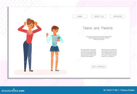Mother Scolds Daughter Teeneger Vector Illustration