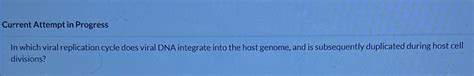 solved current attempt in progressin which viral replication