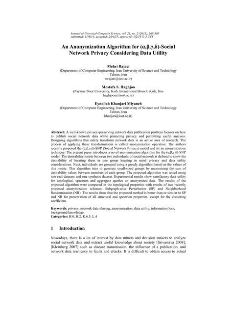 pdf an anonymization algorithm for alpha beta gamma delta social