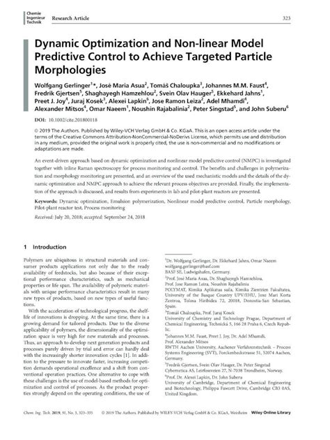pdf dynamic optimization and non‐linear model predictive