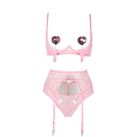 Sexy Open Cup Lingerie Set With Nipple Pasties Luvxic
