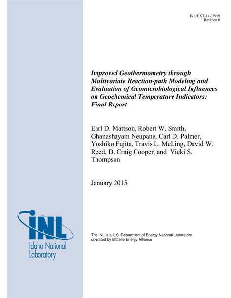 Pdf Improved Geothermometry Through Multivariate Reaction Path Modeling And Evaluation Of
