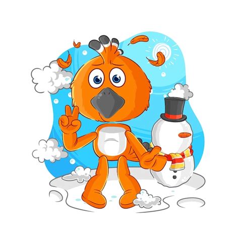 Premium Vector Hudhud Bird In Cold Winter Character Cartoon Mascot Vector