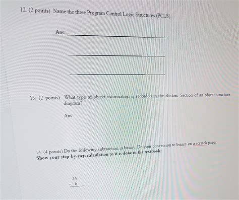solved 12 2 points name the three program control logic