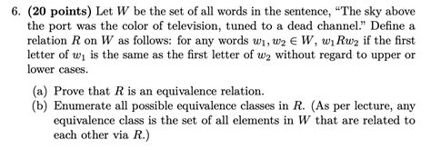 Solved 7 6 20 Points Let W Be The Set Of All Words In The Chegg Com