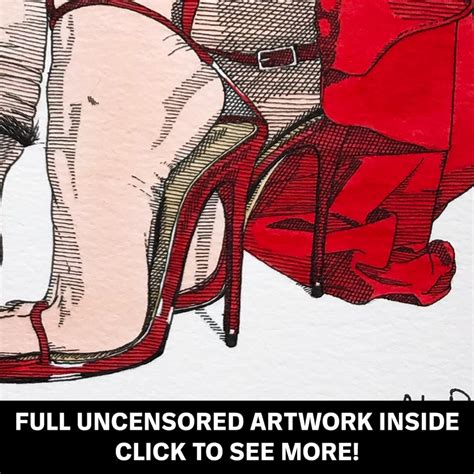 Femdom Art High Heel Fetish Original Drawing Erotic Art Shoe
