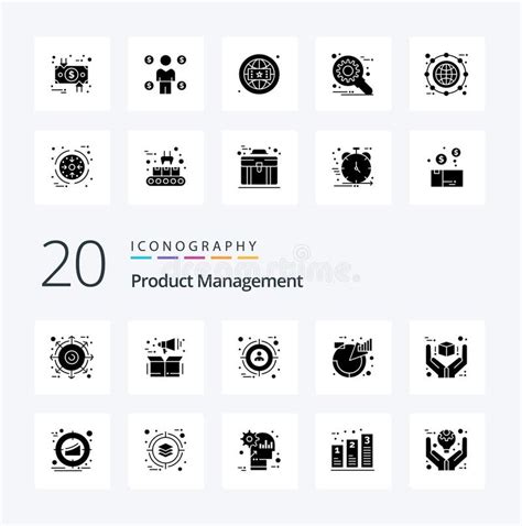20 product management solid glyph icon pack like great management focus