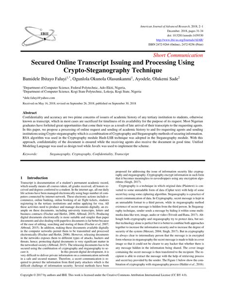 Pdf Secured Online Transcript Issuing And Processing Using Crypto