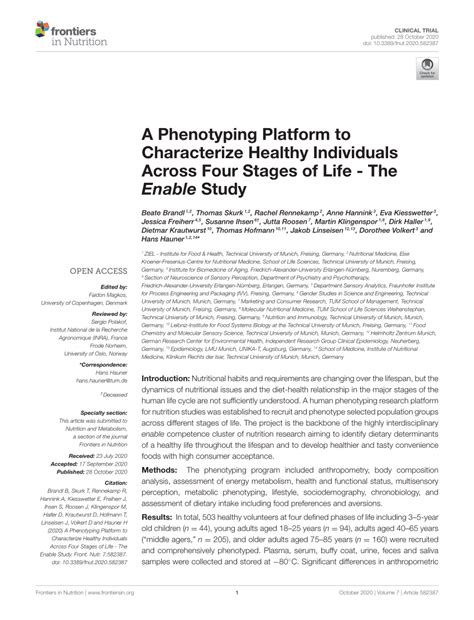 Pdf A Phenotyping Platform To Characterize Healthy Individuals Across