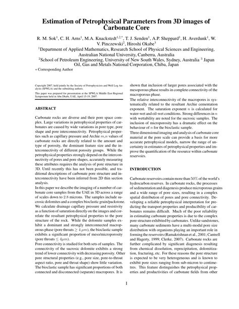 PDF Estimation Of Petrophysical Parameters From D Images Of Carbonate Core
