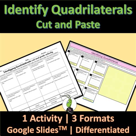 classifying quadrilaterals cut and paste activity mystery picture made by teachers