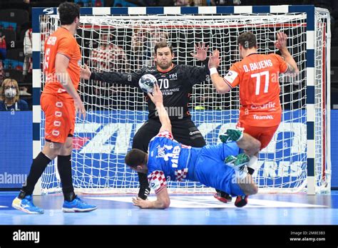 Goalkeeper Thijs Van Leeuwen Netherlands Against Croatia Ehf Euro 2022 Main Round Stock