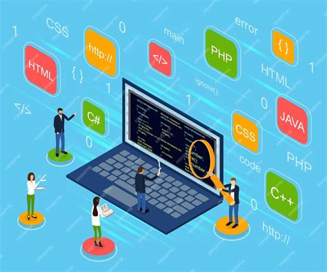 Premium Vector Programmer And Engineering Concept 3d Isometric View Include Of Programmer