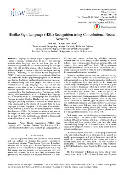 Pdf Hindko Sign Language Hsl Recognition Using Convolutional Neural Network
