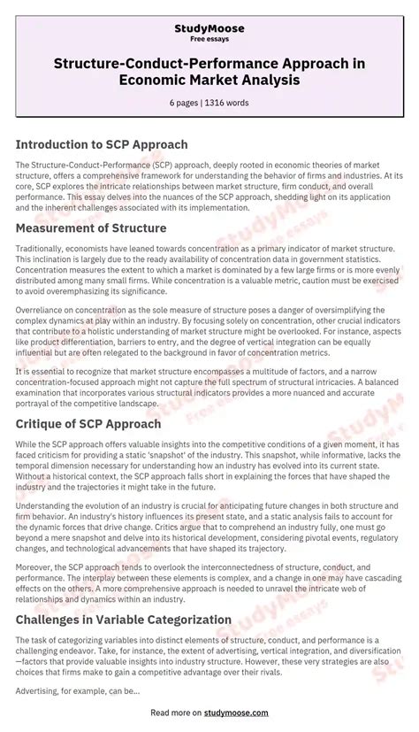 Structure Conduct Performance Approach In Economic Market Analysis Free