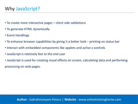 An Overview Of Javascript Ppt