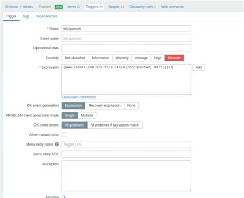 Triggers Rzabbix