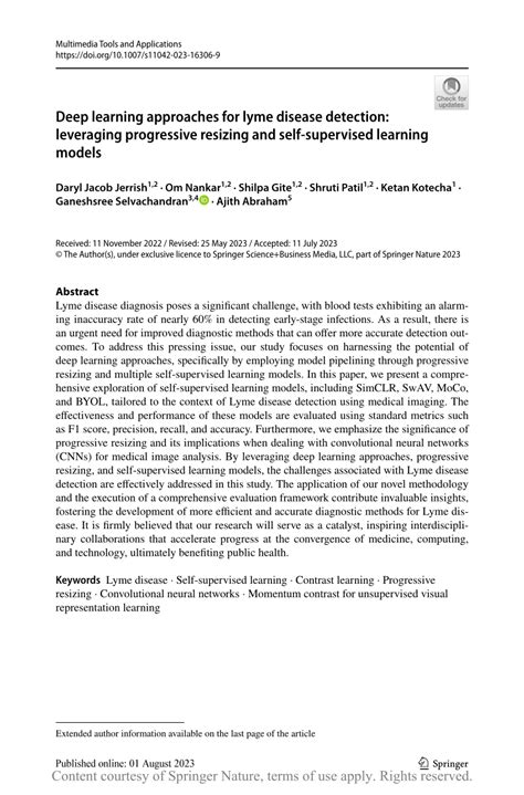 Deep Learning Approaches For Lyme Disease Detection Leveraging Progressive Resizing And Self