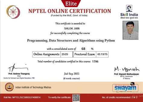 Python Datastructures Algorithms Nptel Shlok Jain