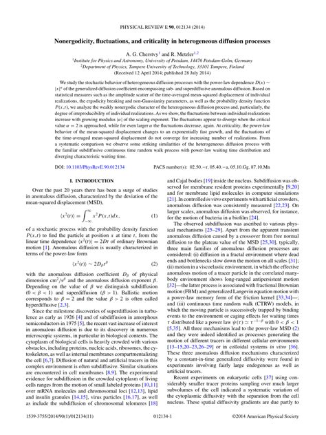 Pdf Non Ergodicity Fluctuations And Criticality In Heterogeneous