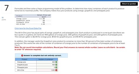 formulate and then solve a linear programming model