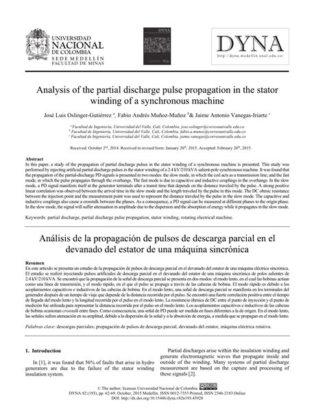Pdf Analysis Of The Partial Discharge Pulse Propagation In The Stator