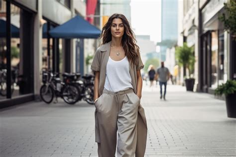 Premium Photo Young Woman Walking In City Street Portrait Lifestyle