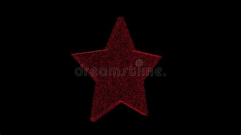 3d Red Star Rotates On Black Background Object Consisting Of Flickering Particles 60 Fps Stock