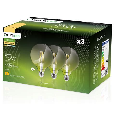 3x Żarówka LED Dekoracyjna E27 G95 8W 3000K Globe 5904422737573